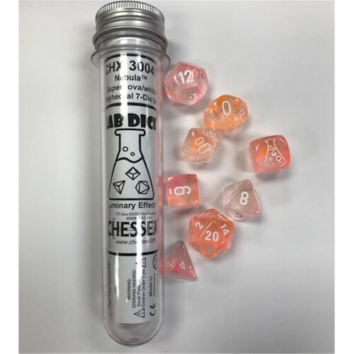 Chessex Chx30041 Cube Lab Nebula Supernova White Luminary Dice Set Of 7 1 Qfc