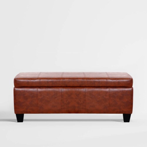 WestinTrends 42 Faux Leather Storage Ottoman Brown 1 Unit Foods Co