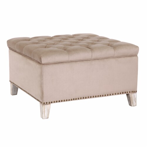 WestinTrends Square Velvet Tufted Storage Ottoman Taupe 1 Unit Metro Market