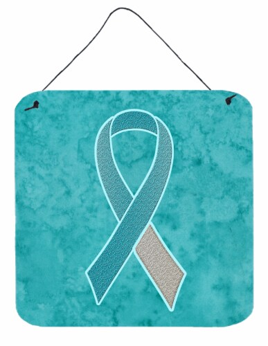 Teal And White Ribbon For Cervical Cancer Awareness Wall Or Door