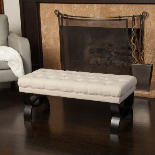 Colette Tufted Beige Fabric Ottoman Bench 1 Unit Kroger