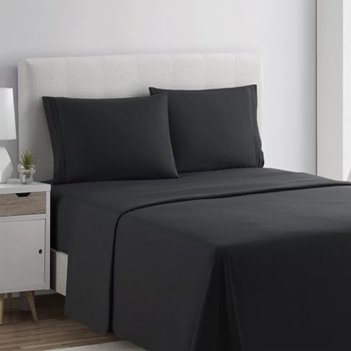 Bed Sheet Set - 1800 3 Line - Queen - Black - Clara Clark, Queen - Kroger Bed Sheet Set - 1800 3 Line - Queen - Black - Clara Clark, Queen - Kroger