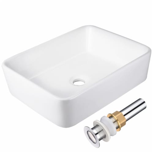 Aquaterior™ 19 X15 X5 Rectangle White Ceramic Porcelain Vessel Sink W