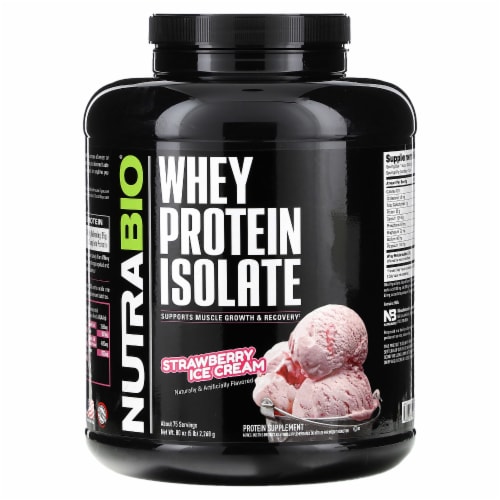 NutraBio Whey Protein Isolate Strawberry Ice Cream 5 lb 2 268 g 5 lb Fry s Food Stores