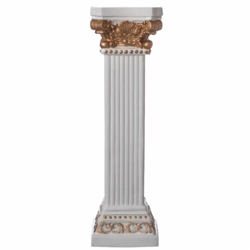 Decorative Fiberglass White and Gold Plinth Roman Style Column Ionic ... Decorative Fiberglass White and Gold Plinth Roman Style Column Ionic ...