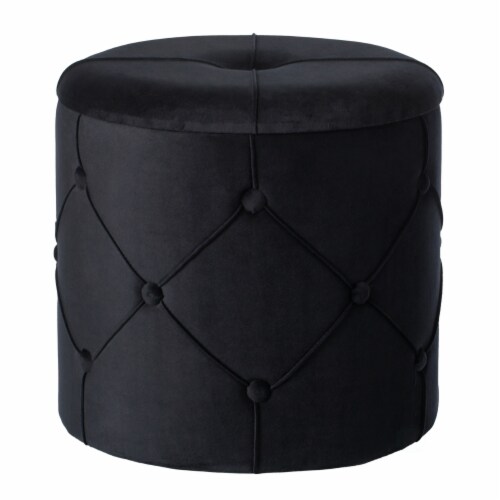 Black velvet ottoman round store