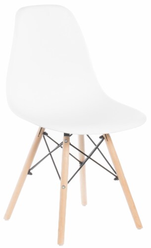 Mid Century Modern Style Plastic DSW Shell Dining Chair with Wooden Legs White White Smith s Food and Drug
