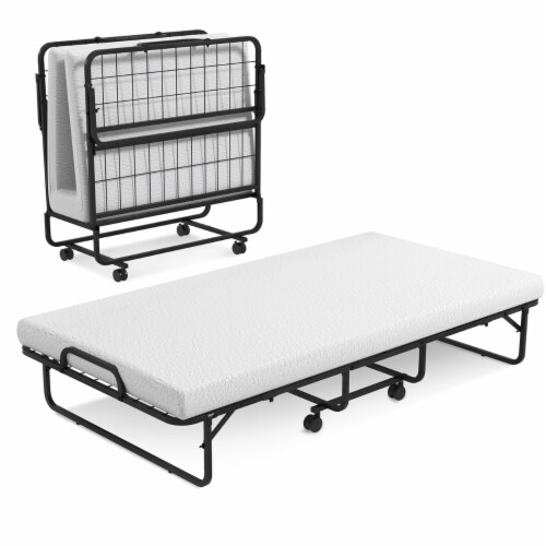 Heavy Duty Foldable Bed Metal Guest Bed Daybed W 4 inch Mattress Memory Foam 1 unit Harris Teeter