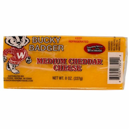 Bucky Badger Medium Cheddar Cheese, 8 oz - QFC Bucky Badger Medium Cheddar Cheese, 8 oz - QFC