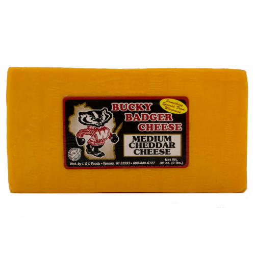 Bucky Badger Medium Cheddar Cheese, 32 oz - QFC Bucky Badger Medium Cheddar Cheese, 32 oz - QFC