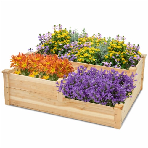 3 Tier Outdoor Raised Garden Bed Fir Wood Elevated Flower Box Backyard