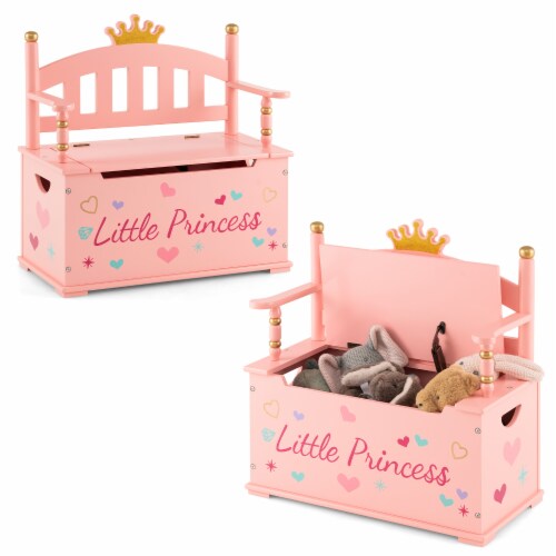 Slickblue 2 In 1 Kids Princess Wooden Toy Box with Safe Hinged Lid Pink 1 Unit Fred Meyer