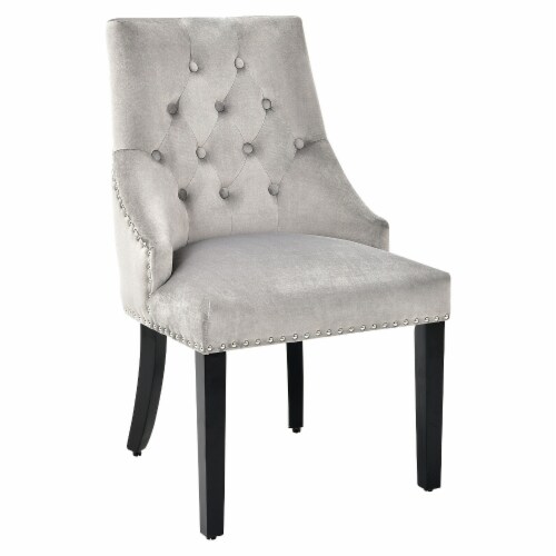 Modern Upholstered Button-Tufted Dining Chair with Naild Trim-Gray, 1 ... Modern Upholstered Button-Tufted Dining Chair with Naild Trim-Gray, 1 ...