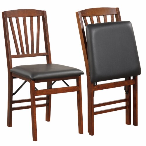 Slickblue Set of 2 Folding Chairs with Padded Seat and Rubber Wood Frame Brown 2 Unit Fry s Food Stores