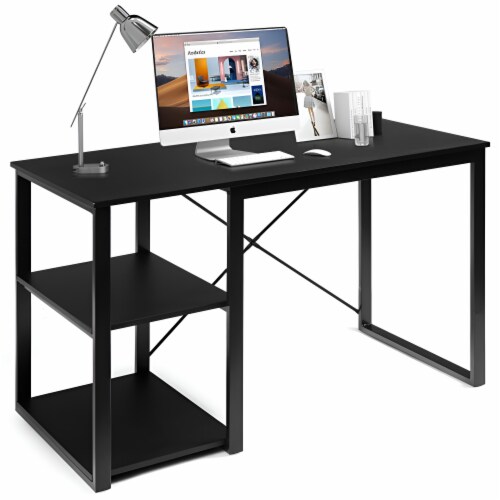 Slickblue Computer Desk with Bamboo Top 2 Storage Shelves Black Desk 1 Unit Fry s Food Stores