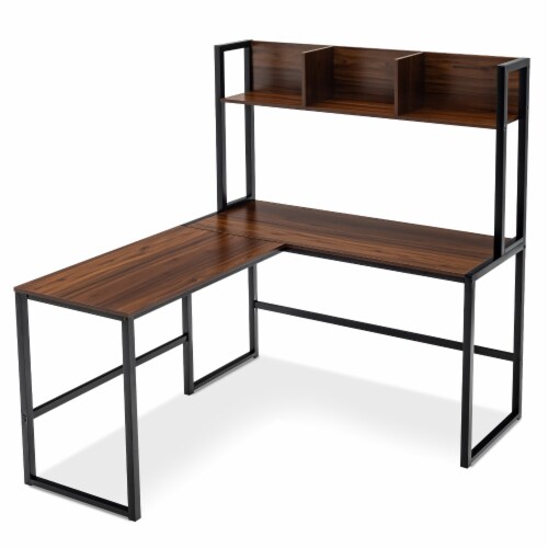 Slickblue Reversible L Shaped Corner Desk with Storage Bookshelf 1 Unit Gerbes Super Markets