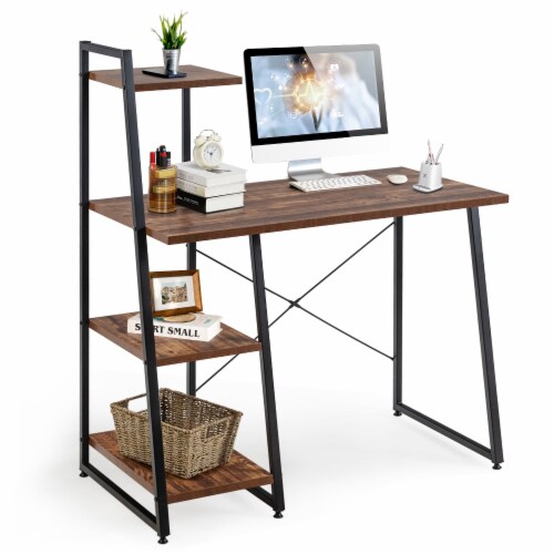 Slickblue Compact Computer Desk Workstation with 4 Tier Shelves for Home and Office 1 Unit Fry s Food Stores