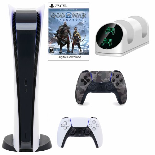 PS5 Digital GOW Console with Extra Gray Camo Dualsense Controller Dual Charging Dock 1 Fred Meyer