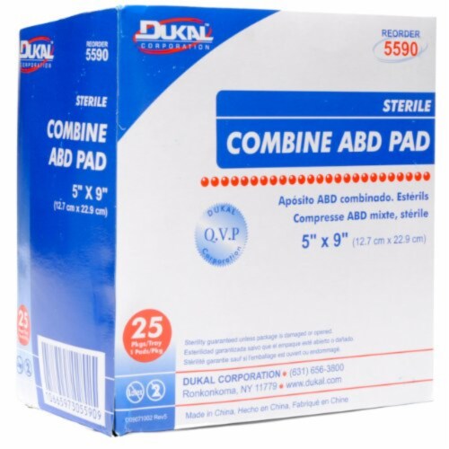 Dukal Combine Abd Pads Sterile 5 X 9 25 Pk 25 count Kroger