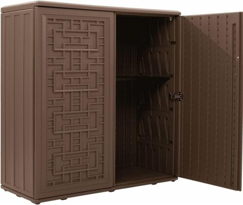 Storage Cabinet Waterproof with 1 Shelf 60 Gallon Indoor Outdoor Resin Deck Box one unit Gerbes Super Markets