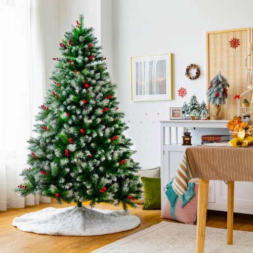 6/7/8 FT Artificial Snowy Christmas Tree Hinged Xmas Tree Holiday ... 6/7/8 FT Artificial Snowy Christmas Tree Hinged Xmas Tree Holiday ...