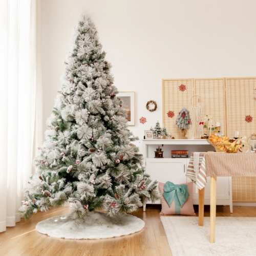 6/7/8 FT Artificial Christmas Tree Snow Flocked Hinged Xmas Tree ... 6/7/8 FT Artificial Christmas Tree Snow Flocked Hinged Xmas Tree ...