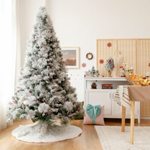 6/7/8 FT Artificial Christmas Tree Snow Flocked Hinged Xmas Tree ... 6/7/8 FT Artificial Christmas Tree Snow Flocked Hinged Xmas Tree ...