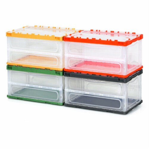 Gymax 75l Collapsible Storage Bins Folding Plastic Stackable Utility