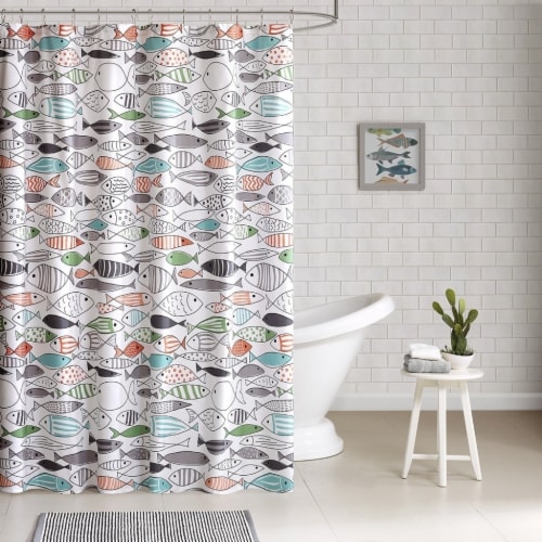 HipStyle Sardinia Modern Multi color Fish Cotton Printed Designer Shower Curtain 72x72 Smith s Food and Drug