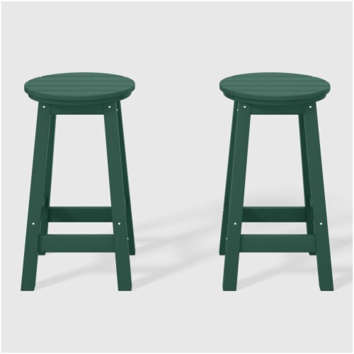 WestinTrends 24 HDPE Outdoor Patio Round Counter Height Bar Stool Set of 2 Dark Green 1 Set Gerbes Super Markets