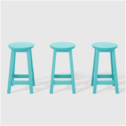 WestinTrends 24 HDPE Outdoor Patio Round Counter Height Bar Stool Set of 3 Turquoise 1 Set Dillons Food Stores