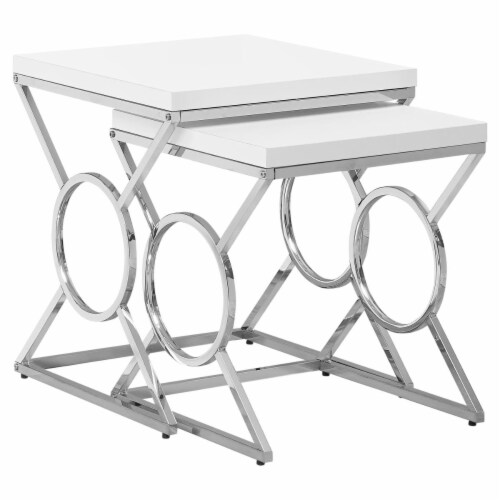 Monarch coffee table glossy white with chrome metal store