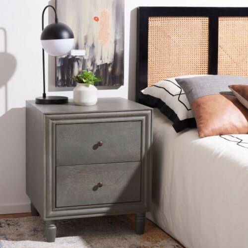 SAFAVIEH Blaise Nightstand With Storage Drawers Ash Grey 30 x 16 x 27 W x D x Foods Co