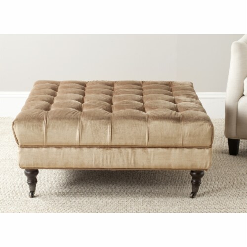 SAFAVIEH Clark Tufted Cocktail Ottoman Golden Olive 1 unit Fred Meyer