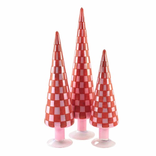 Red Trees St3 3 Trees 1825 Inch Glass Checkered Glass Tree Cd1624r 1 Count Kroger