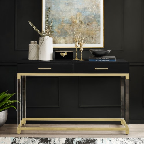 Gold black console table store