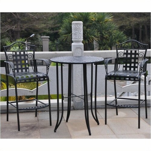 Pemberly Row 3 Piece Iron Patio Bar height Bistro Set 1 Harris Teeter
