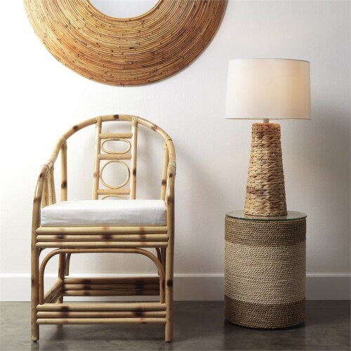 Jamie Young Co Saint Bart's Rattan & Glass Side Table in Natural/Off ... Jamie Young Co Saint Bart's Rattan & Glass Side Table in Natural/Off ...