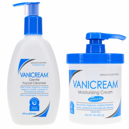 Vanicream Gentle Facial Cleanser 8 Oz And Skin Cream 16 Oz Combo Pack 24