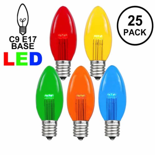 25 Pack C9 Led Outdoor Christmas Replacement Bulbs Multi C9 E17 Base