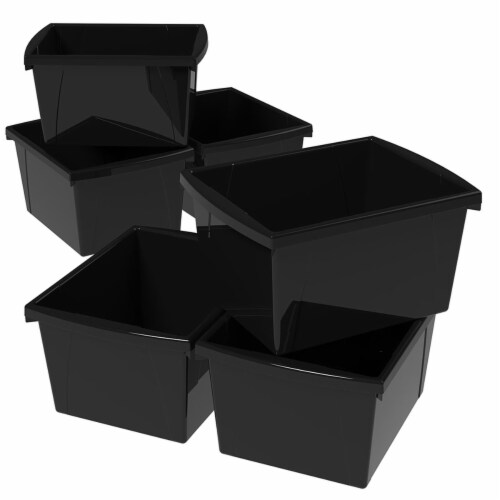 Storex 61466u06c 4 Gal Classroom Storage Bin Black Pack Of 6 6
