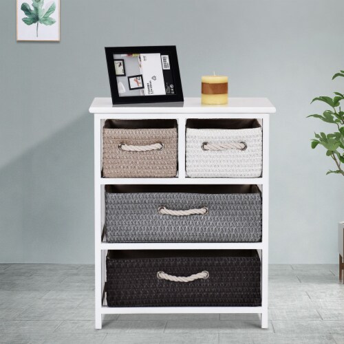 Storage Drawer Unit 4 Woven Basket Cabinet Chest Bedside Table Nightstand 1 unit Fry s Food Stores