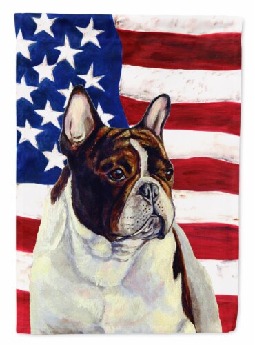 Carolines Treasures LH9006GF USA American Flag with French Bulldog ... Carolines Treasures LH9006GF USA American Flag with French Bulldog ...