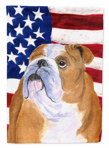 Carolines Treasures SS4017CHF USA American Flag with Bulldog English ... Carolines Treasures SS4017CHF USA American Flag with Bulldog English ...