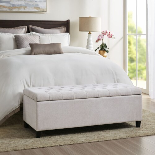 Gracie Mills Tufted Top Soft Close Storage Bench Grace 3952 Natural