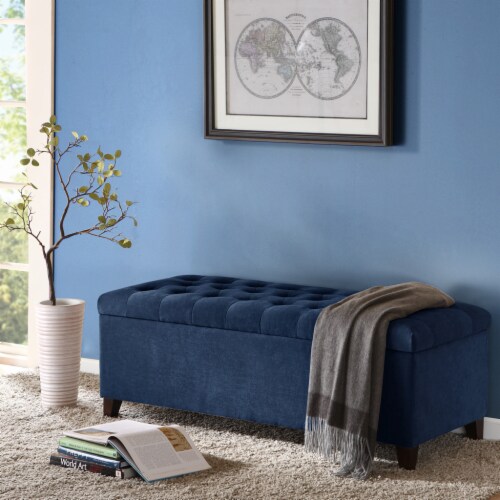 Gracie Mills Tufted Top Soft Close Storage Bench Grace 3952 Navy 1