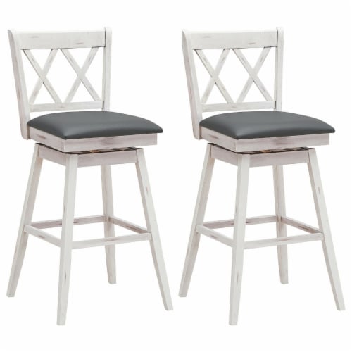 Slickblue 2 Pieces 29 Inches Swivel Counter Height Barstool Set with Rubber Wood Legs 2 Units Kroger