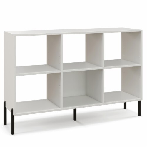 White open back bookshelf store