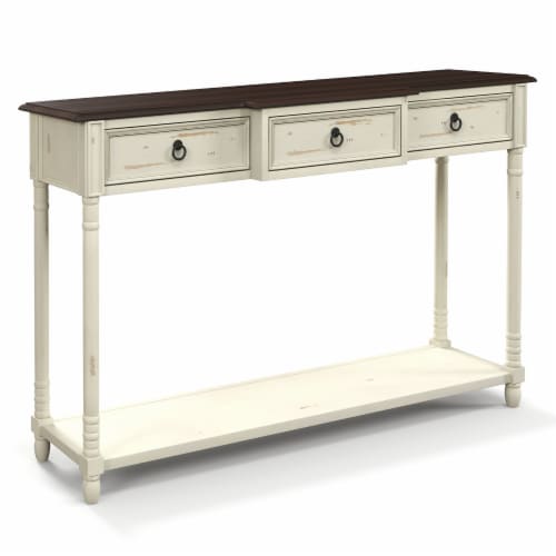 Cream console table with shelf store