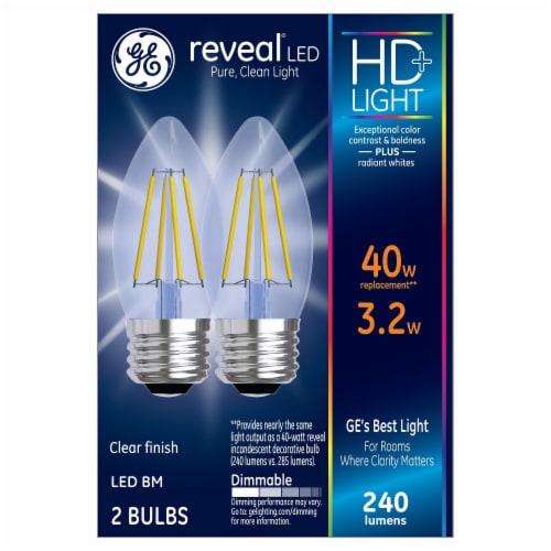 GE 2pk 3.5W 40W Equivalent Reveal LED HD+ Light Bulbs Clear (Pack of 14 ... GE 2pk 3.5W 40W Equivalent Reveal LED HD+ Light Bulbs Clear (Pack of 14 ...